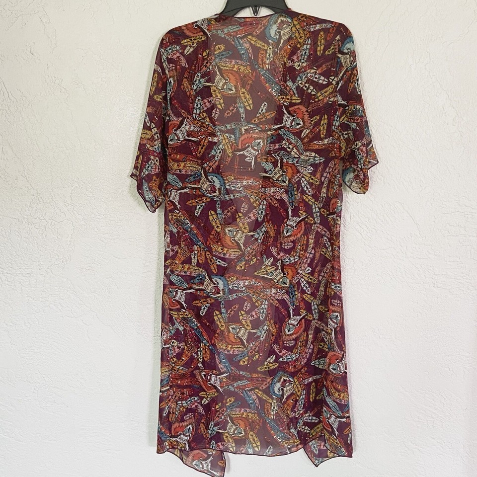 LuLaRoe Women's Shirley Kimono Sheer Cover Up S Native American Print ...