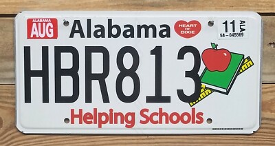 Alabama expired 2011 Helping Schools License Plate/Tag - HBR813 ~ Flat ...