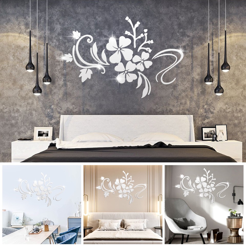 3D Mirror Tree Art Removable Wall Stickers Acrylic Mural Decal Home ...