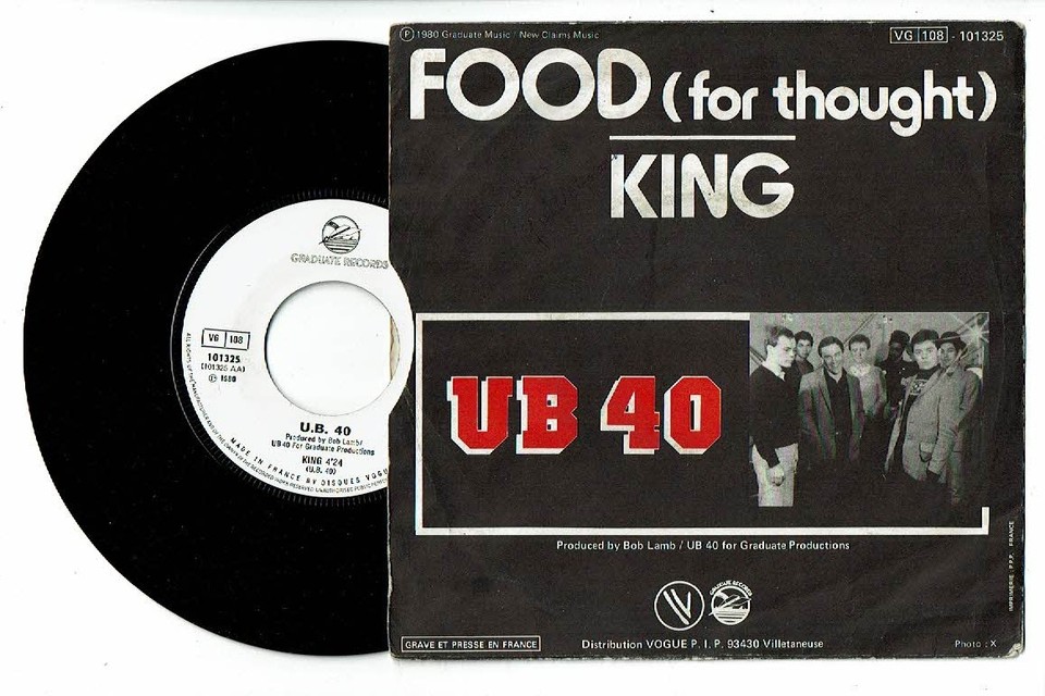 UB. 40 Vinyl 45 RPM SP 7" FOOD For Thought - KING - GRADUATE Records ...
