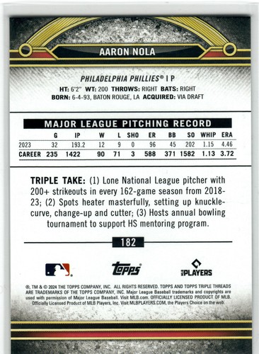 2024 Topps Triple Threads #182 Aaron Nola | eBay