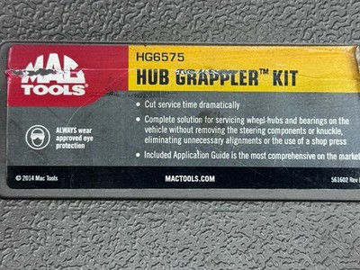 MAC Tools #HG6575 Hub Grappler Kit Front Rear Wheel Hub Bearing Removal ...