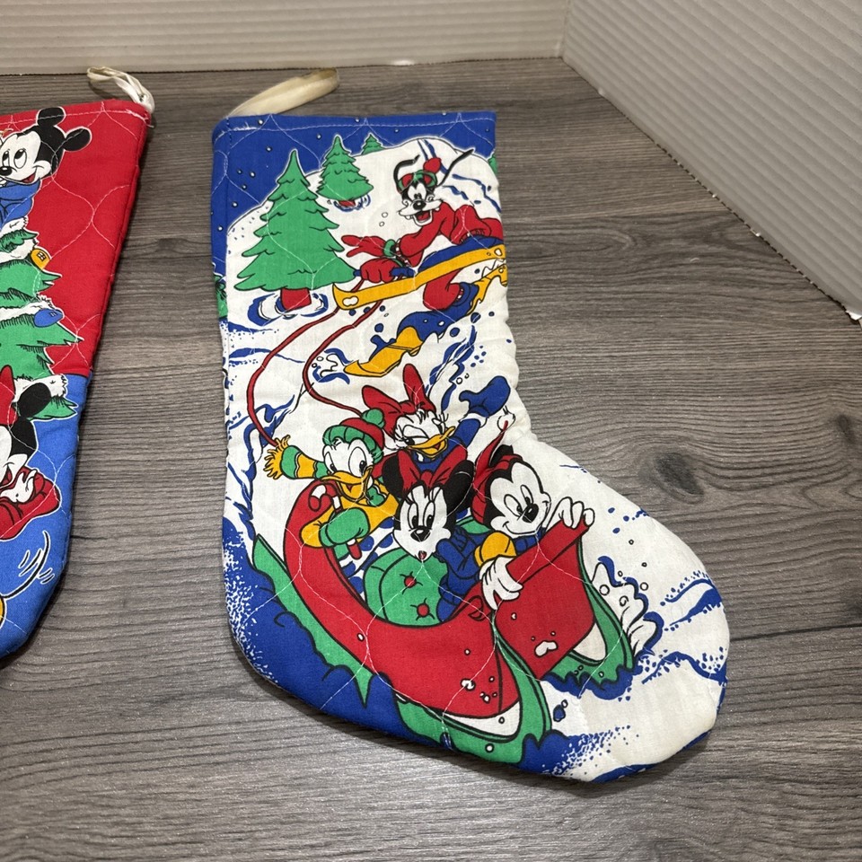 Lot Of 2 Disney MICKEY MOUSE & FRIENDS Quilted CHRISTMAS SLEIGH RIDE ...