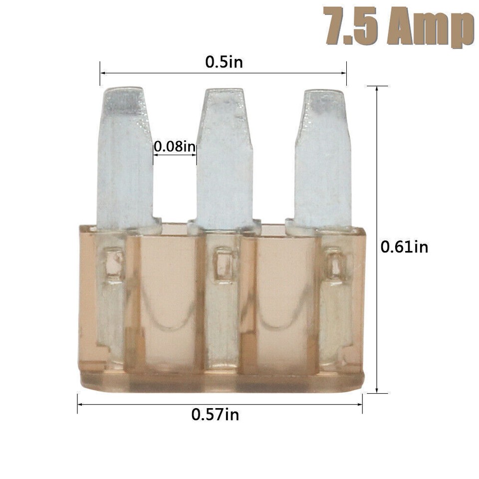 50PCS Micro3 3 Prong Blade Fuses Assortment Kit Set 5A 7.5A 10A 15A 20A ...