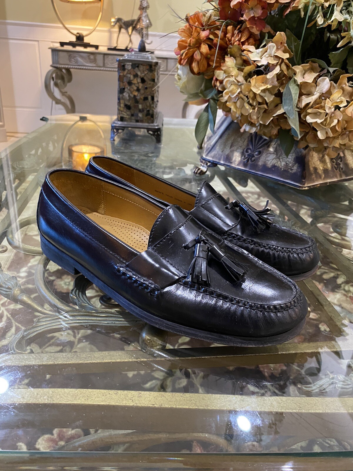 Cole Haan Mens Pinch Tassel Black Leather Dress Loafers Shoes 03506 ...