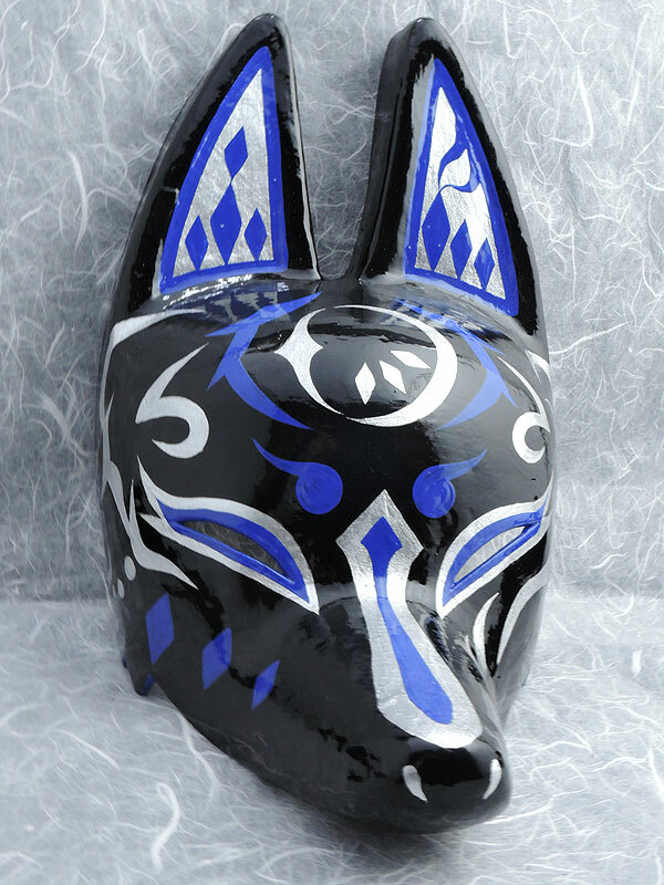 NEW Komendo Japanese Traditional Half Fox God Mask Moon Tsuki ...