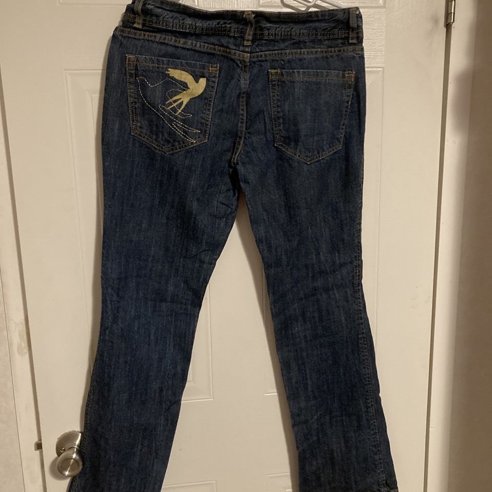 Dear AB Jeans Gold Bird Dove on Front Denim Blue Bootcut Women’s Size 8 ...