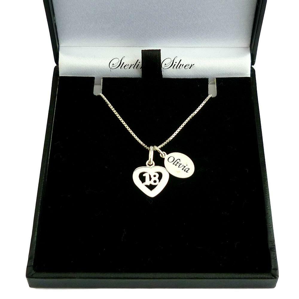 18 Necklace With Engraving Sterling Silver Personalised Gift For 18th 18 Necklace With Engraving Sterling Silver Personalised Gift For 18th
