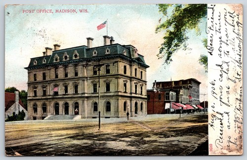 Postcard Post Office Madison Wisconsin Posted 1906 | eBay