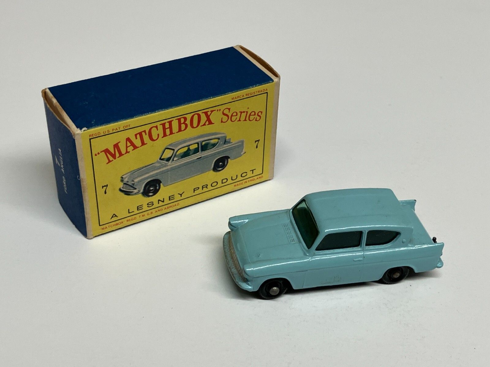 vintage 1961 MATCHBOX 7B FORD ANGLIA in Original Series D Box ~ MINTY ...