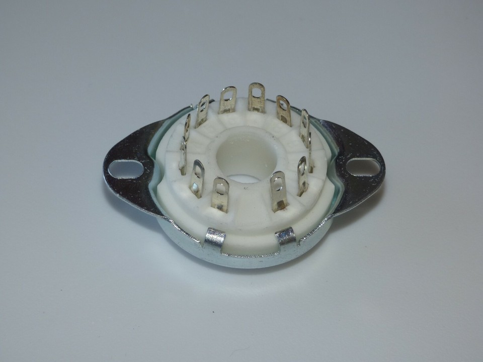 CERAMIC COMPACTRON 12 pin VACUUM TUBE SOCKET, TOP MOUNT, W/ hardware, 4 ...