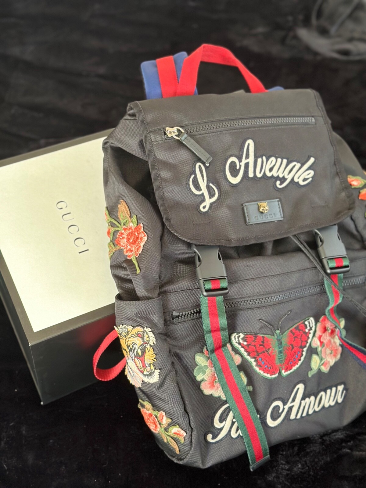 Gucci Butterfly Tiger Floral Embroidery L’ aveugle Par Amour Techpack ...