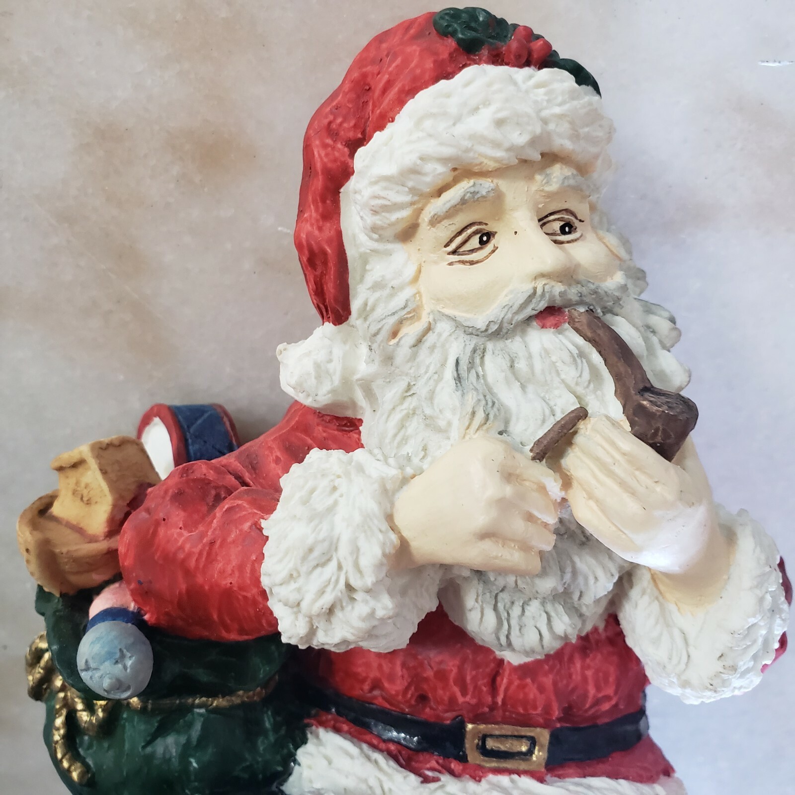 Classic Santa Claus Smoking Pipe Sitting Shelf Vintage Christmas ...