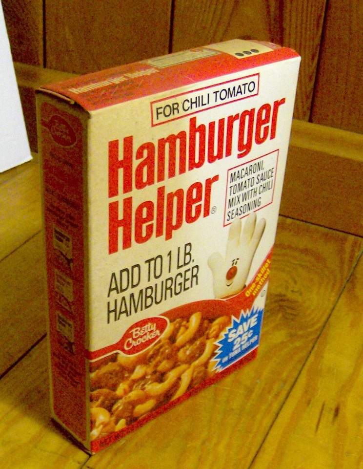 RARE vintage 1980s SEALED NEW Hamburger Helper box OLD FOOD PACKAGING ...