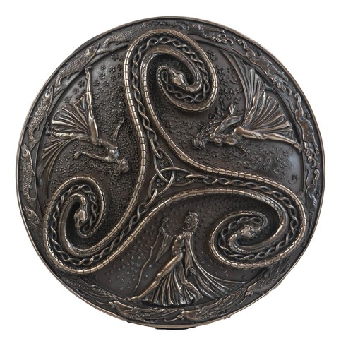 Wiccan Triple Goddess Triskele Spiral Serpent in Rune Circle Wall ...