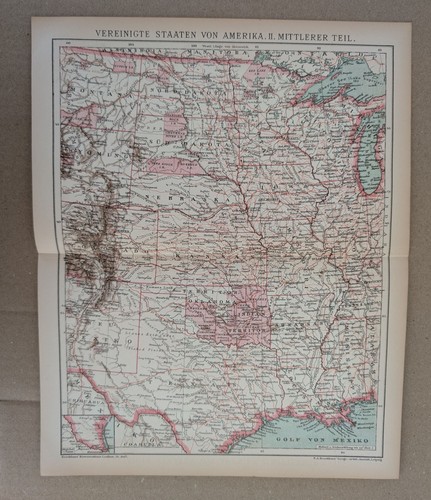 1884 Map Central part of United States of America. Original antique ...