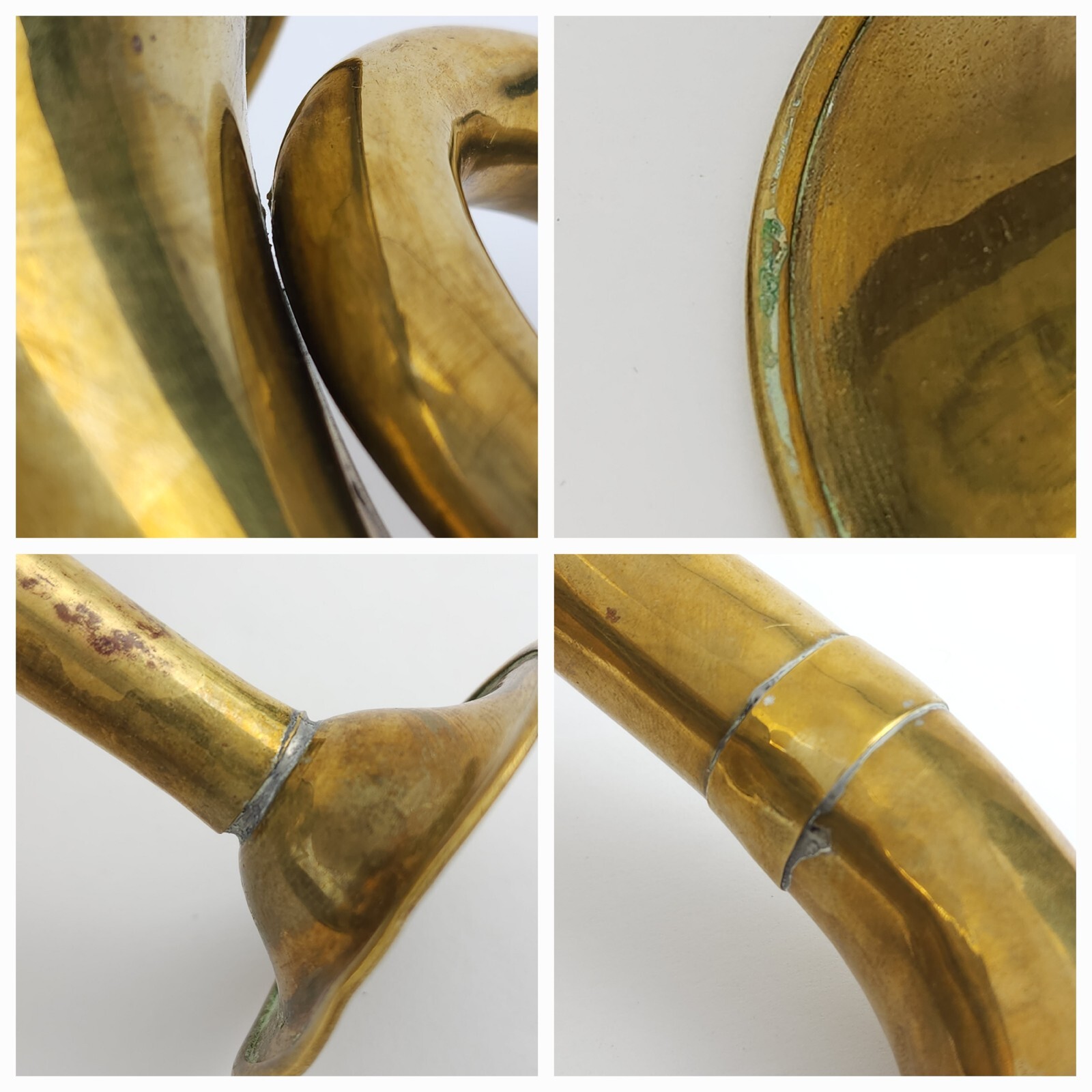 Vintage Brass Tone Metal Horn Short Bugle 6" Wide Bell Wind Musical ...