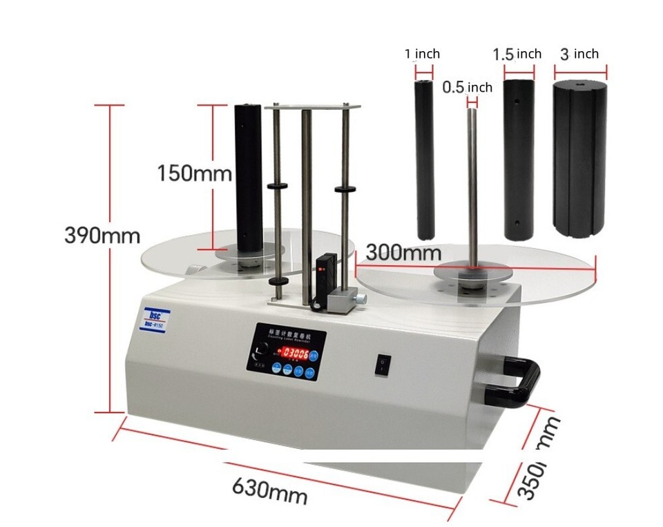 BSC-R150 Automatic Label Rewinding Machine Bar Code Label Rewinder Two ...