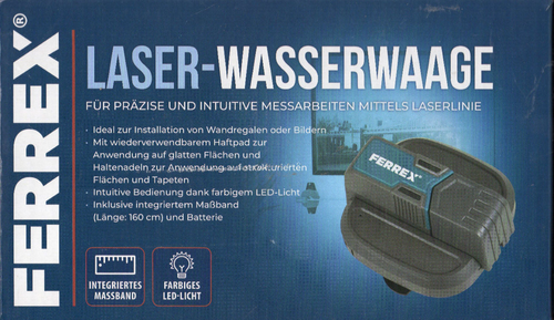 Ferrex Laser Wasserwaage incl Integriertes Massband f. Regale Bilder ...