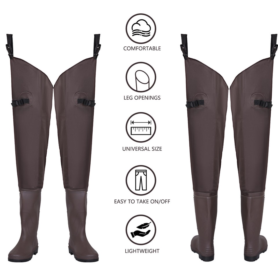Waterproof 2-Ply PVC/Nylon Hip Waders w/Boot Hanger Ultra Light for Men ...