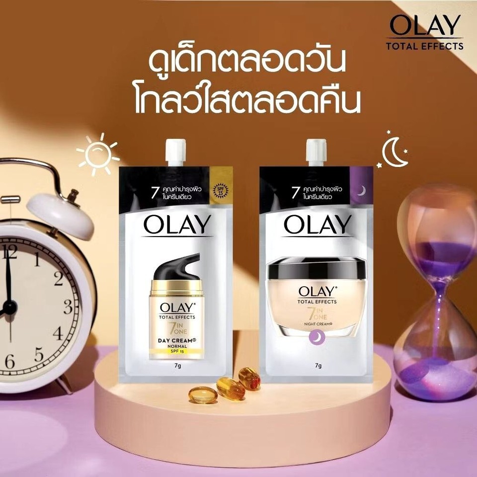 12 Sachets x 7 g Olay Total Effects 7 in 1 NIGHT CREAM Nourishing Face ...