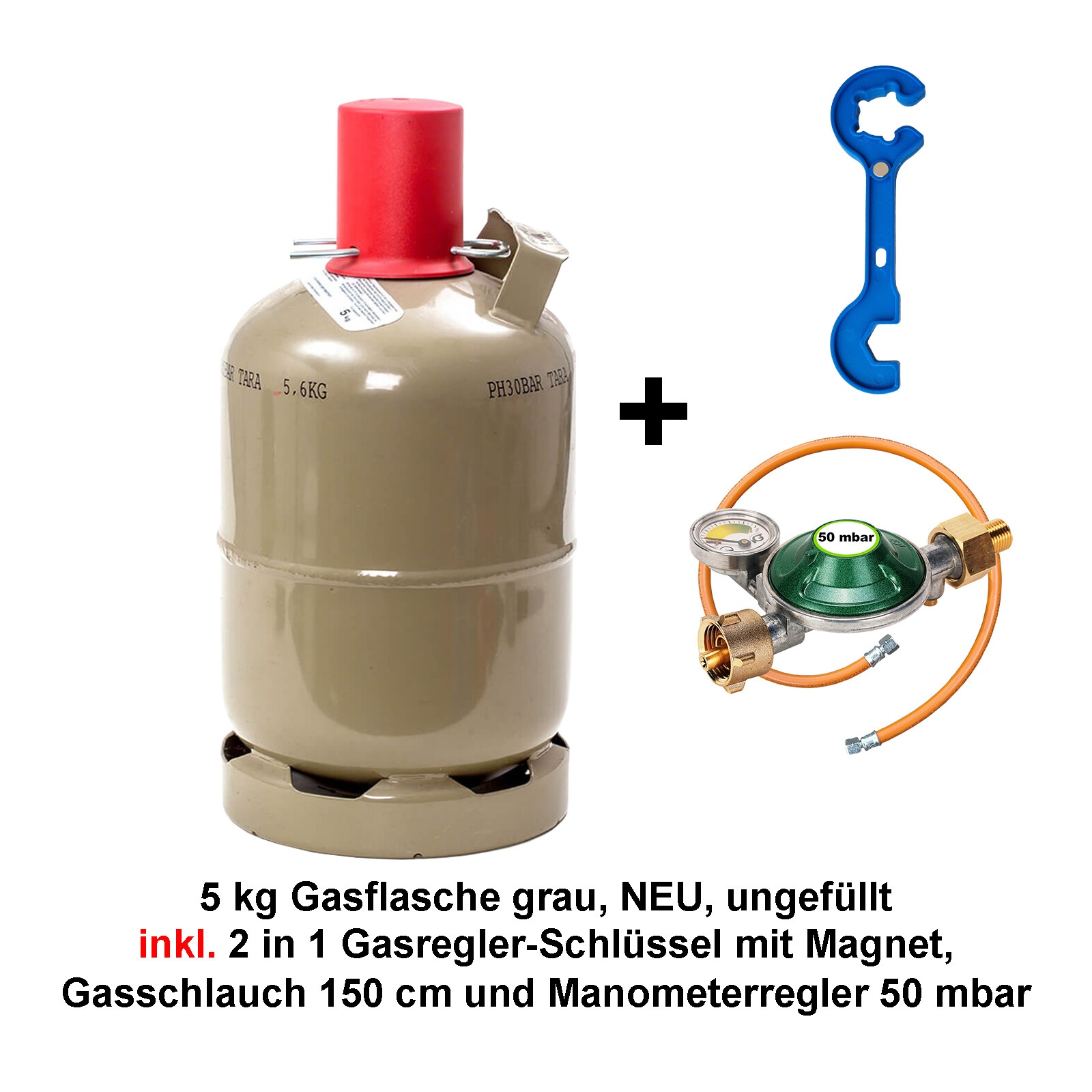 Camping Propangas-Flaschen 5kg 10kg 11kg ungefüllt inkl. Gasreglerlöser ...