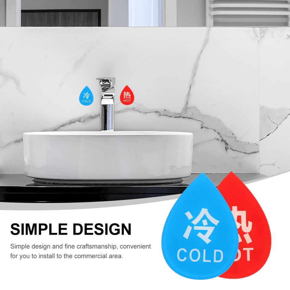12pcs Water Drop Shape Acrylic Hot Cold Stickers Faucet Labels Faucet ...