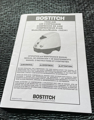 Bostitch Trim-Air Air Compressor Model 165341 Operation Maintenance ...