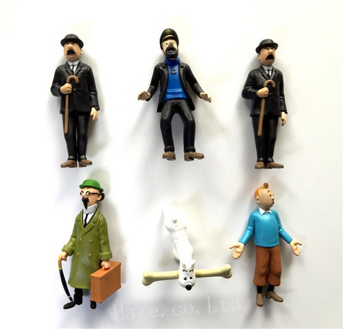 6pcs The Adventures of Tintin Snowy Captain Haddock Thompson Figure ...