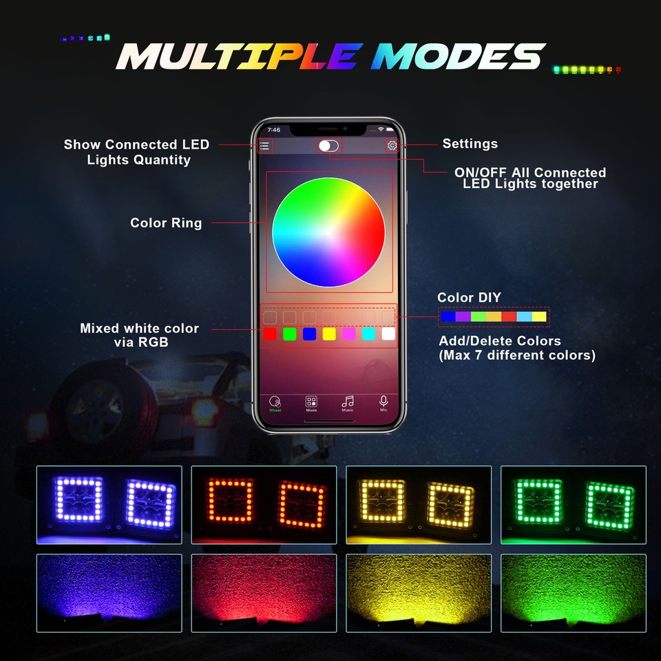 4x 4Inch LED Work Light Bar Spot Strobe Cube Pods Driving Fog Offroad ...