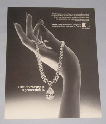 1981 Chubb Insurance Print Ad - Harry Winston Diamond Necklace Photo | eBay