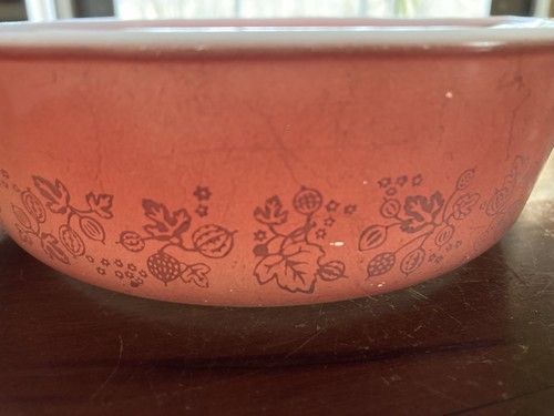 Vintage PYREX 471 Pink Gooseberry Round 1 Pint Casserole Bowl Dish NO ...
