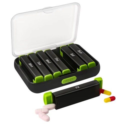 7-Day Pill Organizer, Weekly Medication Storage, Compact, Durable ...
