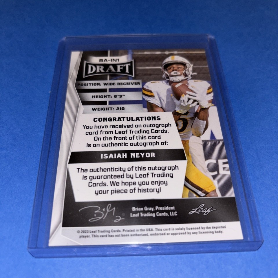 2023 Leaf Draft Football Isaiah Neyor -Green Bay Packers WR-Rookie Auto ...