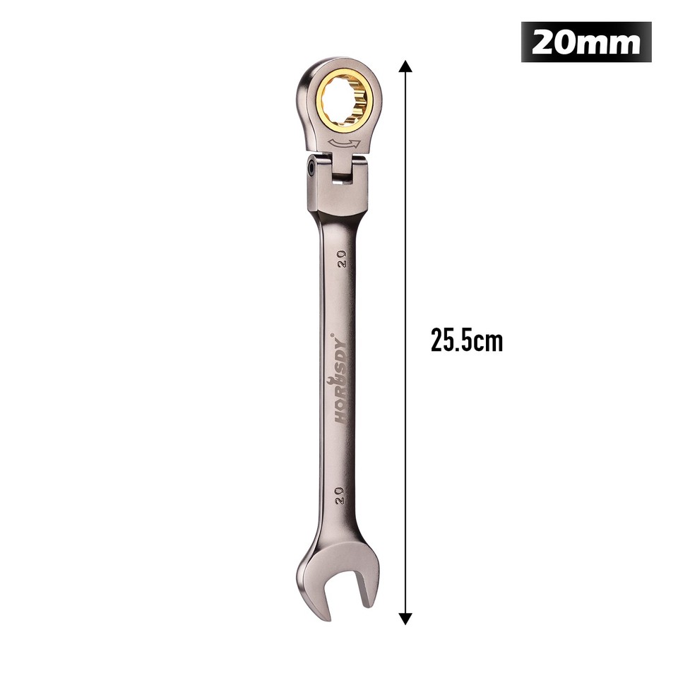 Flex Head Ratcheting Wrench 6-32mm Spanner 72-tooth 180 Degree Pivoting ...