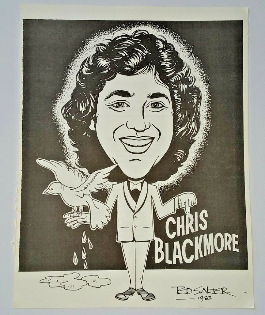 Chris Blackmore caricature 1988 The Magic Castle Walls of Fame book Ted ...