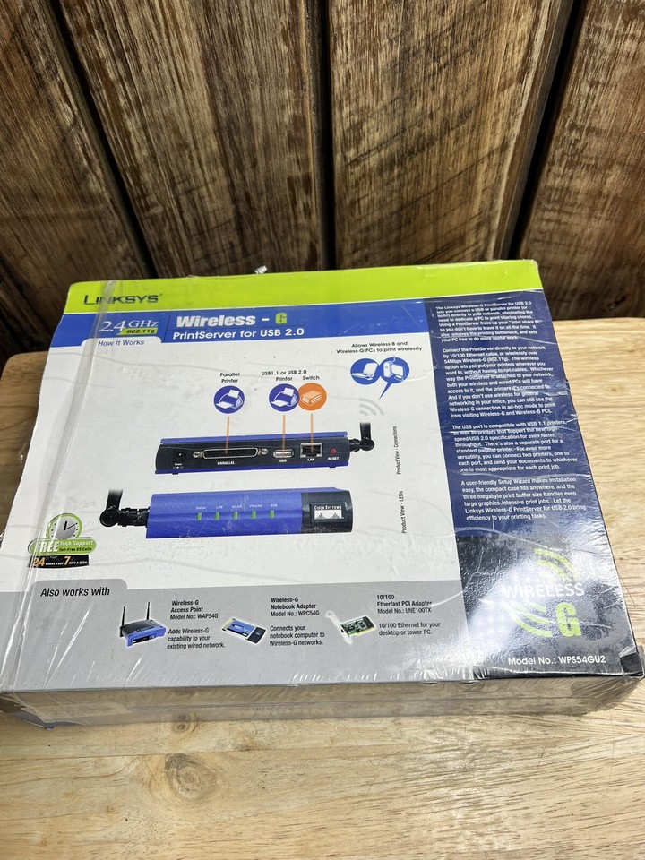 Linksys Print Server Wireless-G For USB 1.1 or 2.0 2.4GHz 802.11g New ...