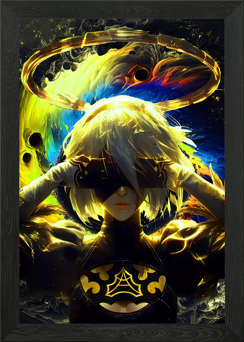 2B Nier Automata Digital Art Framed Wall Art Poster Canvas Print ...