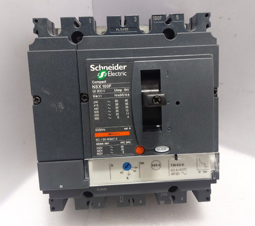 Schneider Electric NSX100F Circuit Breaker Ui 800V Uimp 8kV TM63D 500A ...