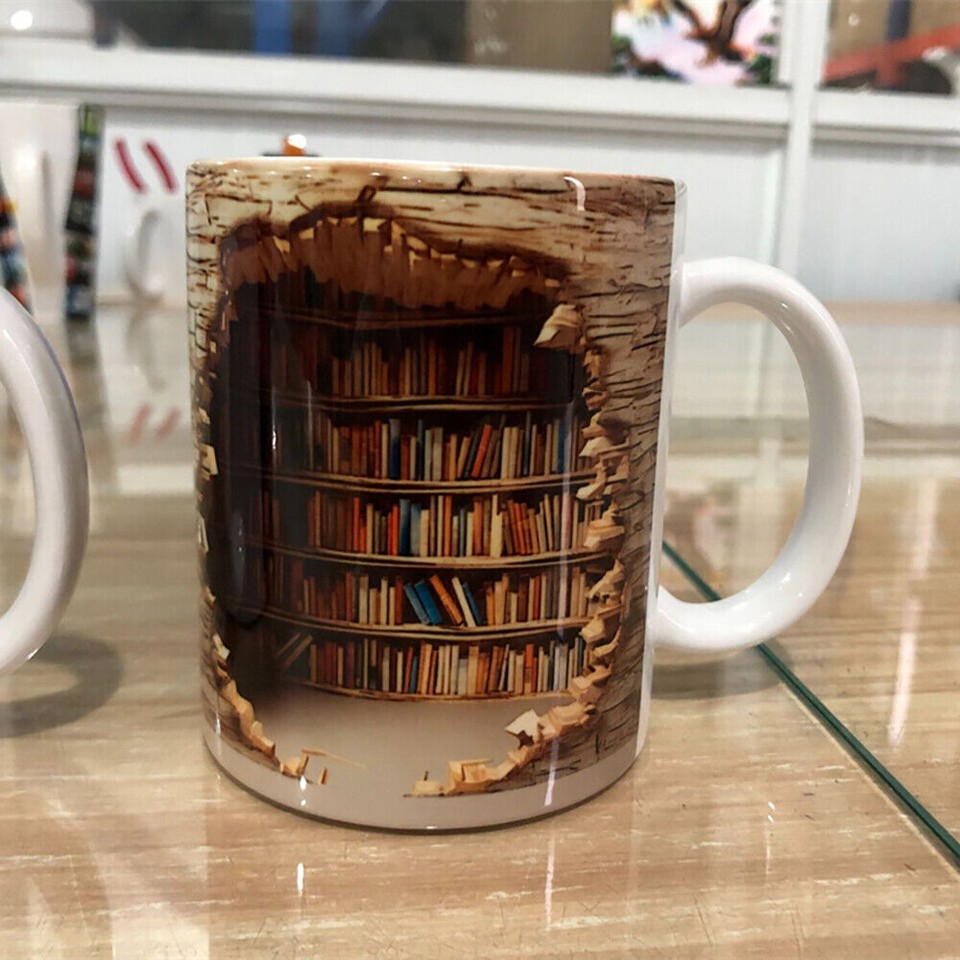 2024 3D Bookshelf Mug-Library Book Shelf Mugs Book Lover Ceramic Mug ...