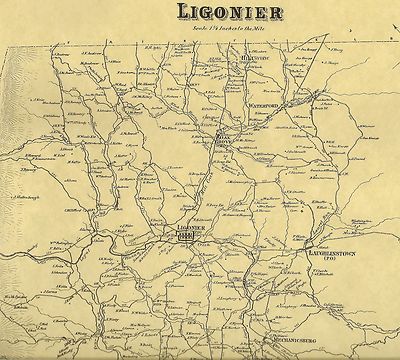 Ligonier Waterford Laughlintown Oak Grove PA 1867 Maps Landowners Names ...