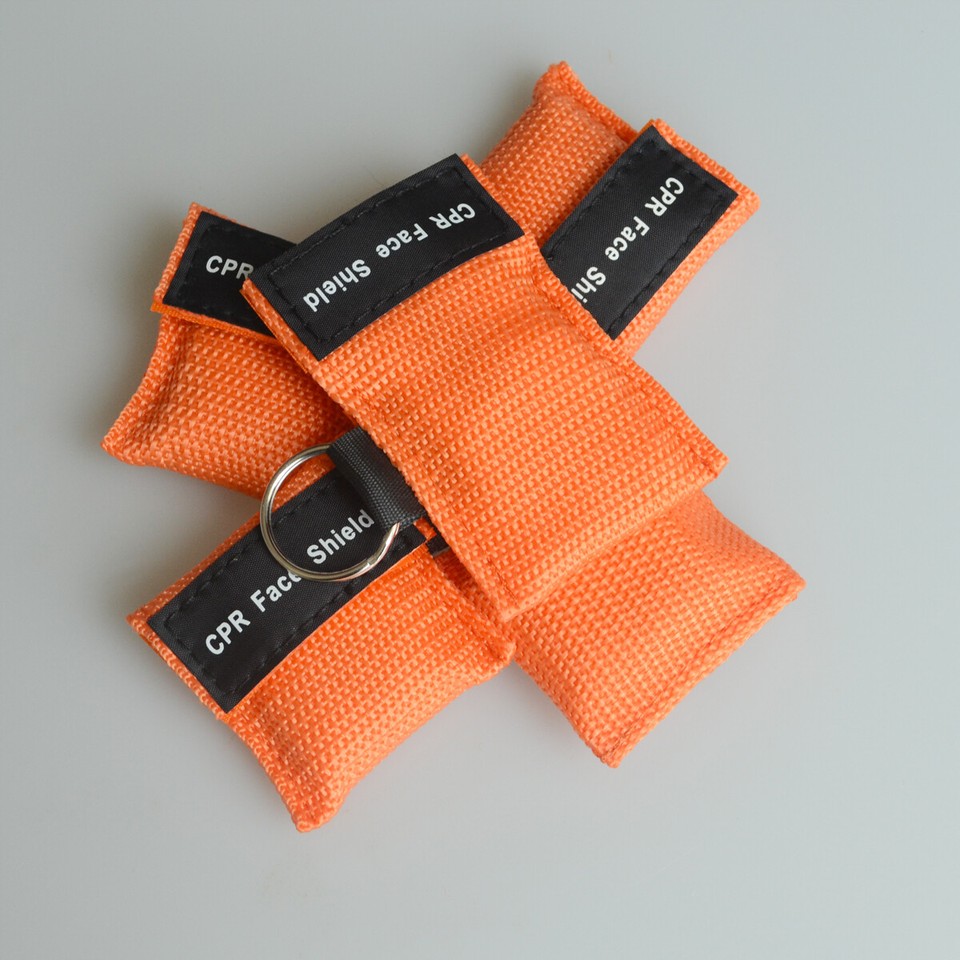 Elysaid 100 Orange CPR Mask with Keychain Face Shield KeyRing CPR Masks ...
