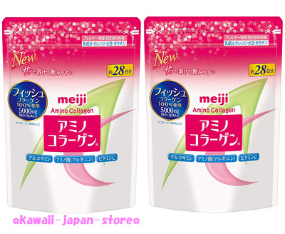 x 2 Lot MEIJI Amino Collagen Refill 196g Powder 28days x 2 packs Ship ...