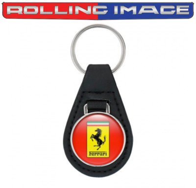 NEW Leather Ferrari Red Retro Logo Key Chain Key Ring | eBay