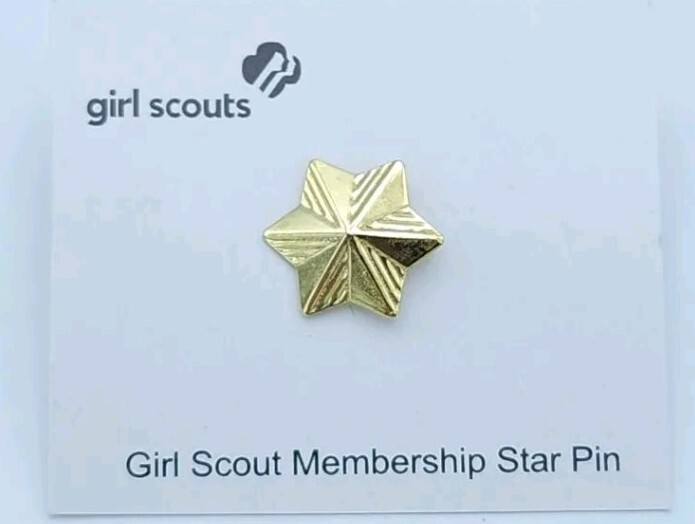 Girl Scouts Membership Gold Star Metal Badge Pin And Optional Green ...
