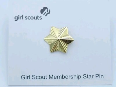 Girl Scouts Membership Gold Star Metal Badge Pin And Optional Green ...