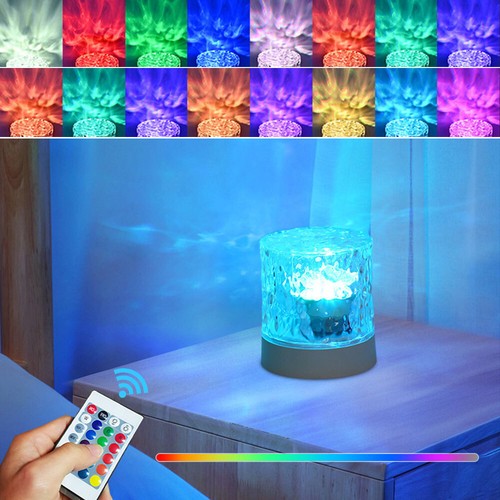 LED Cube Water Ripple Night Light USB Projection Crystal Table Lamp RGB ...