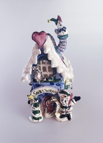 BLUE SKY Clayworks SANTA'S WORKSHOP Heather Goldminc Xmas Candle Holder ...