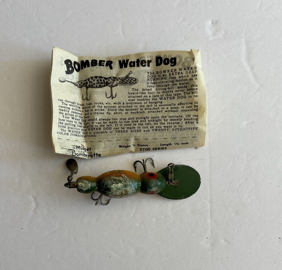 Texas Bomber Water Dog 2 1/2" Wood Vintage Diving Crankbait Fishing ...