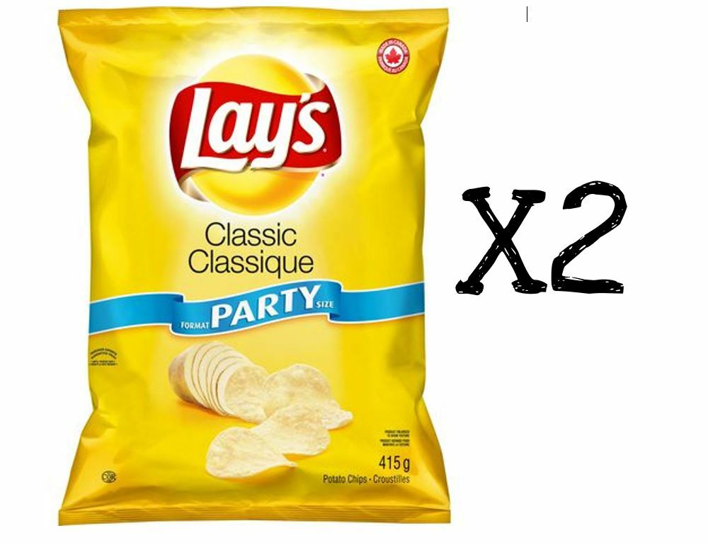 Lays Classic Regular Party Size 415g x2 Bags Potato Chips Canada Fresh ...